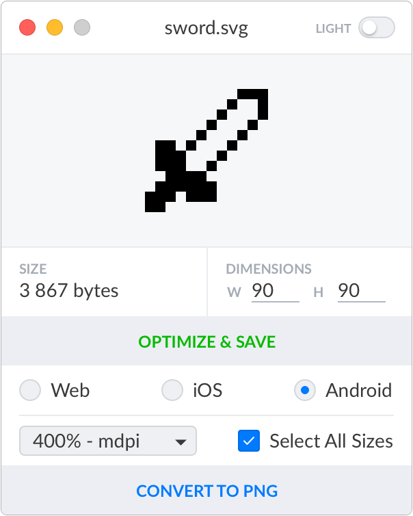 Trym app help you view, optimize and convert SVG icons
