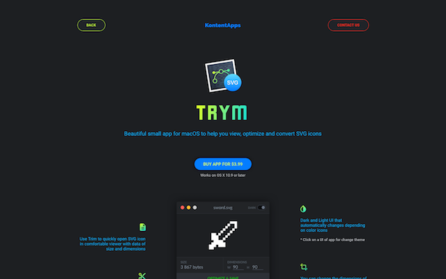Trym app help you view, optimize and convert SVG icons